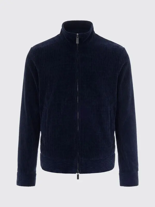 Emporio Armani High-neck Stretch Velvet Jacket With Zip Closure
