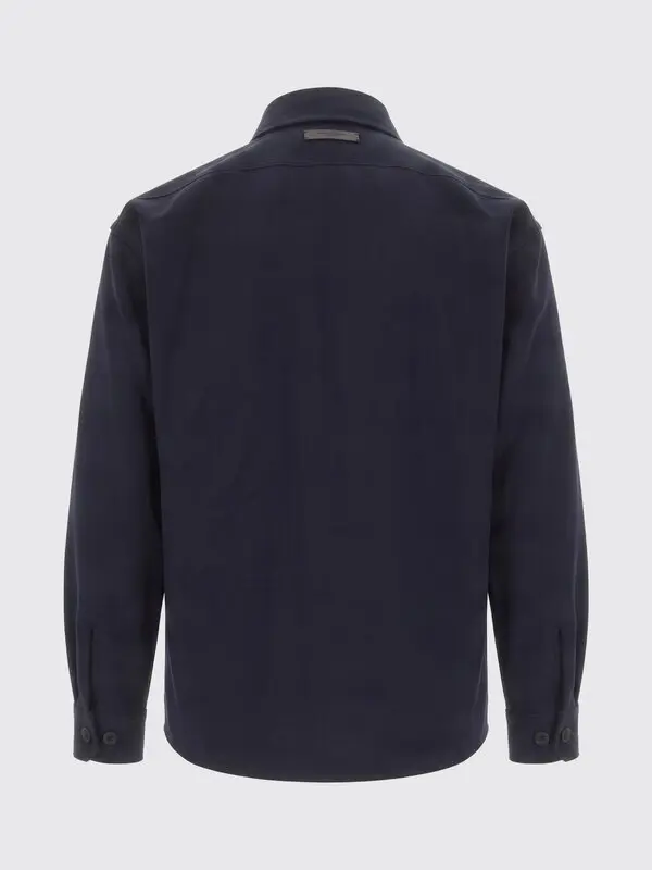 PAOLO PECORA Viscose-blend Shirt Jacket With Patch Pockets - Blue
