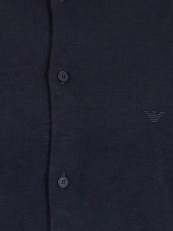 Emporio Armani Virgin Wool Knitted Shirt With Embroidered Logo