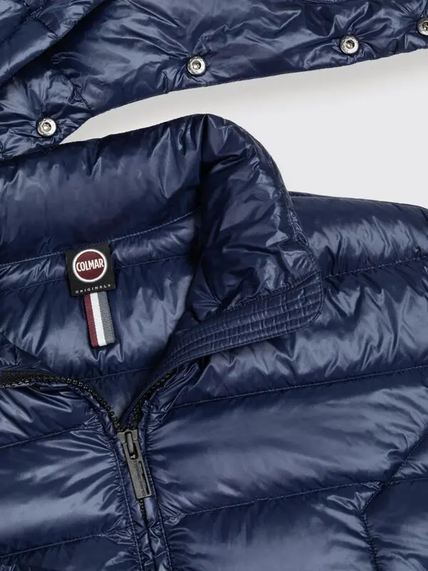 COLMAR Water-repellent Nylon Short Puffer Jacket With Detachable Hood - Navy