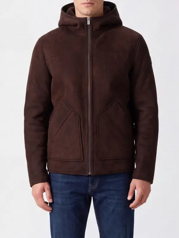 COLMAR Hooded Jacket In Faux Suede Leather