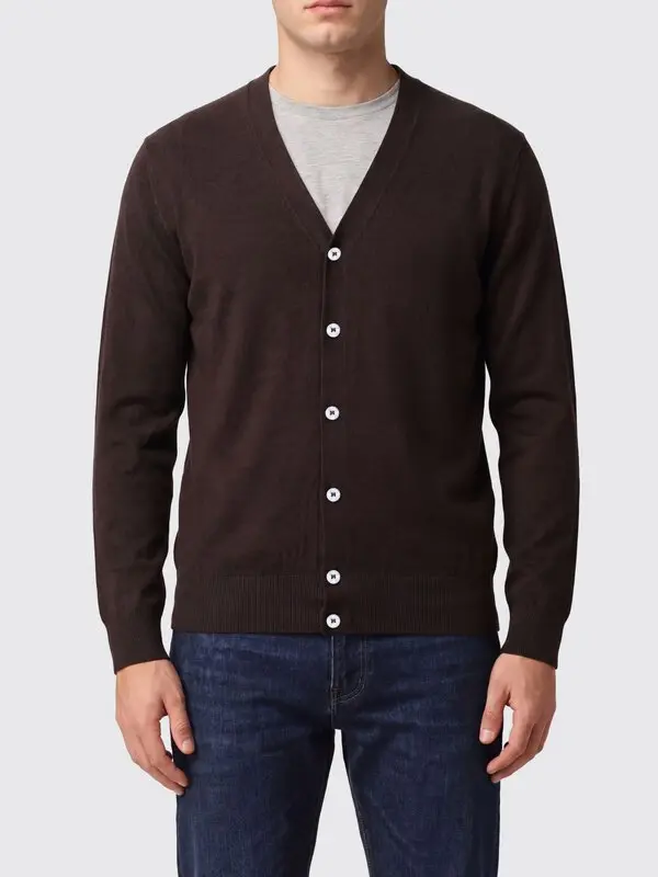 BALLANTYNE V-neck Pure Wool Cardigan With Ribbed Trims