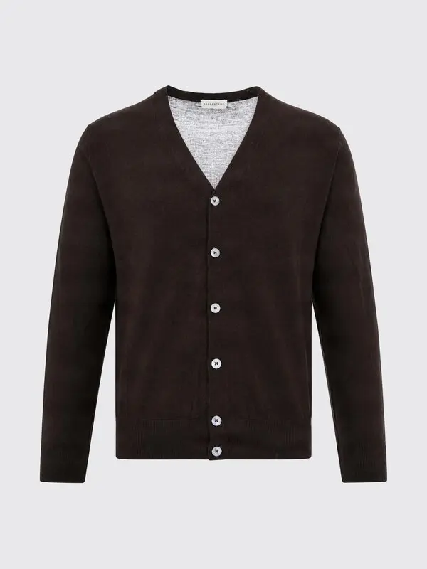 BALLANTYNE V-neck Pure Wool Cardigan With Ribbed Trims