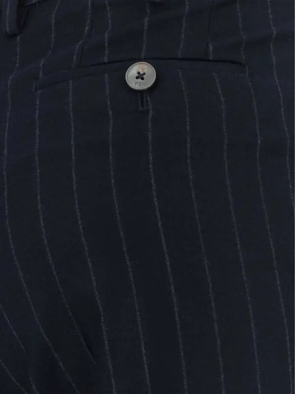PT TORINO Pinstriped Slim Fit Tailored Trousers In Virgin Wool