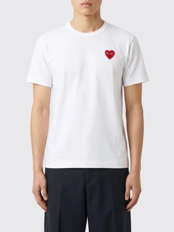Play Comme Des Garcon Cotton T-shirt With Iconic Embroidered Heart Logo