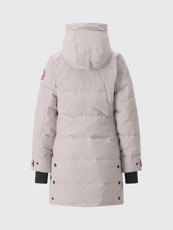 Canada Goose Long Organic Cotton Down Jacket With Hood And Logo Patch