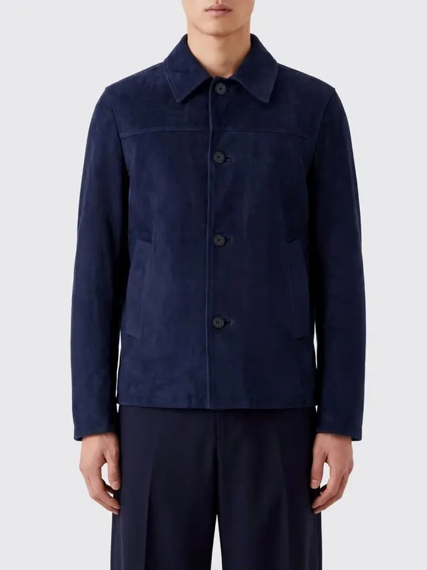 SALVATORE SANTORO Ovine Leather Shirt Jacket With Classic Collar