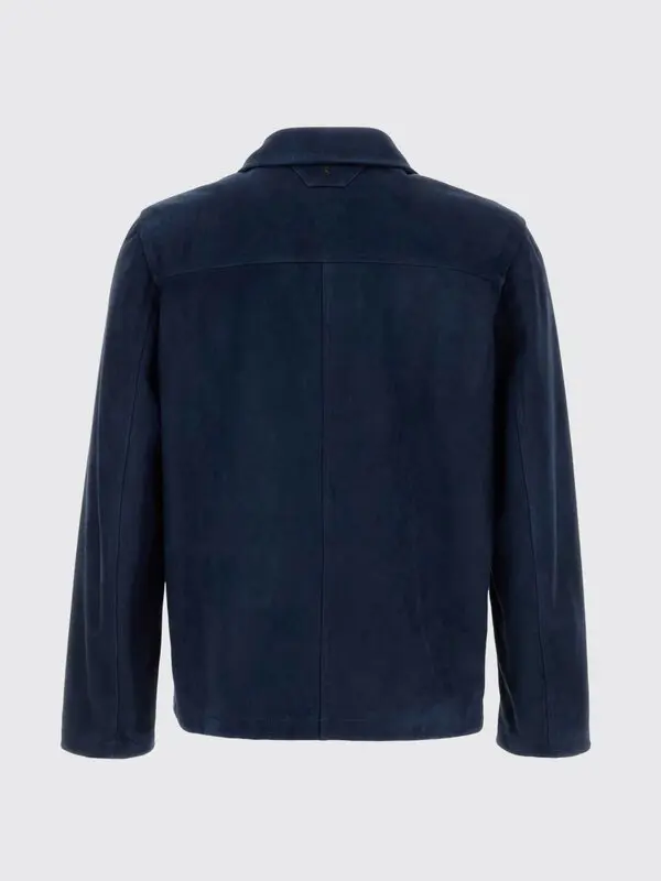 SALVATORE SANTORO Ovine Leather Shirt Jacket With Classic Collar