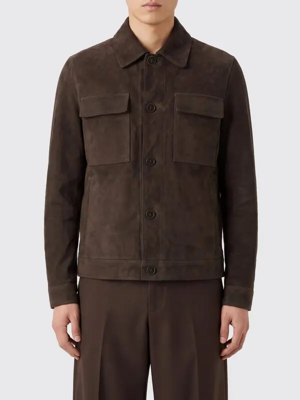 SALVATORE SANTORO Suede Shirt Jacket With Patch Pockets