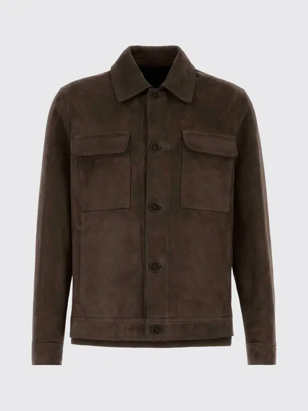 SALVATORE SANTORO Suede Shirt Jacket With Patch Pockets