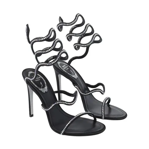 Rene Caovilla Pump Sandals With Rhinestones