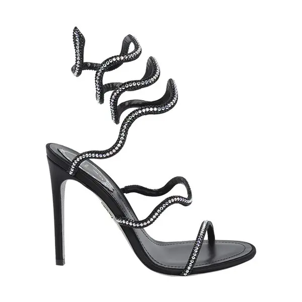 Rene Caovilla Pump Sandals With Rhinestones - Black