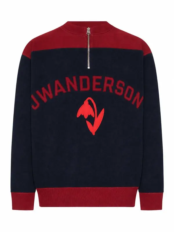 JW Anderson J.w.anderson Color-block Zip-detail Crew-neck Sweatshirt - Multicolor