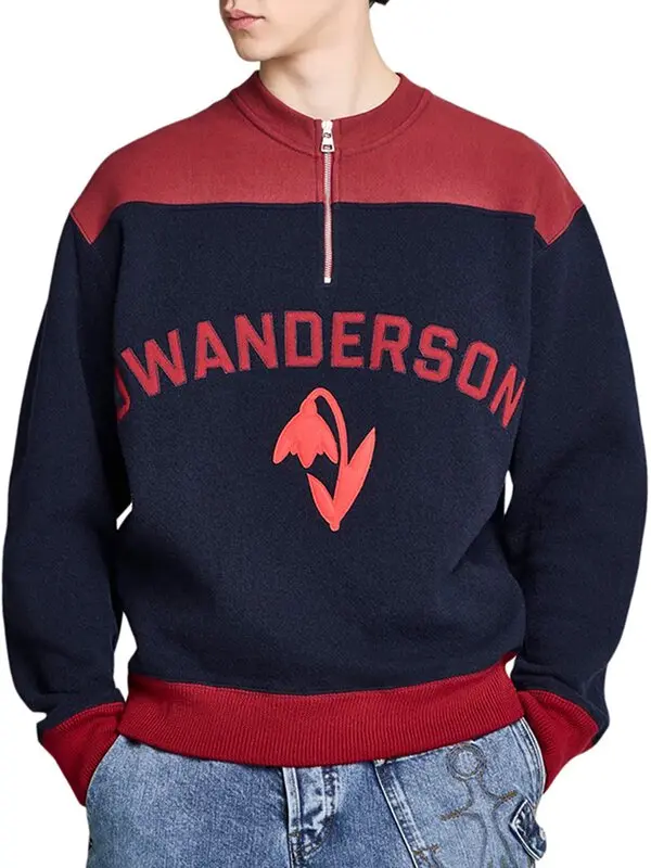JW Anderson J.w.anderson Color-block Zip-detail Crew-neck Sweatshirt - Multicolor