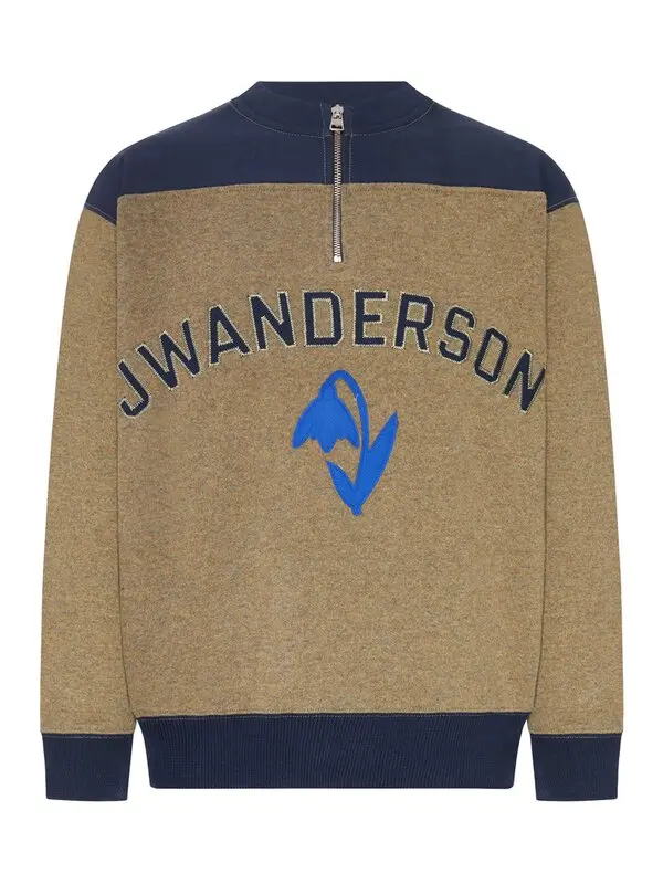 JW Anderson J.w.anderson Color-block Zip-detail Crew-neck Sweatshirt - Multicolor