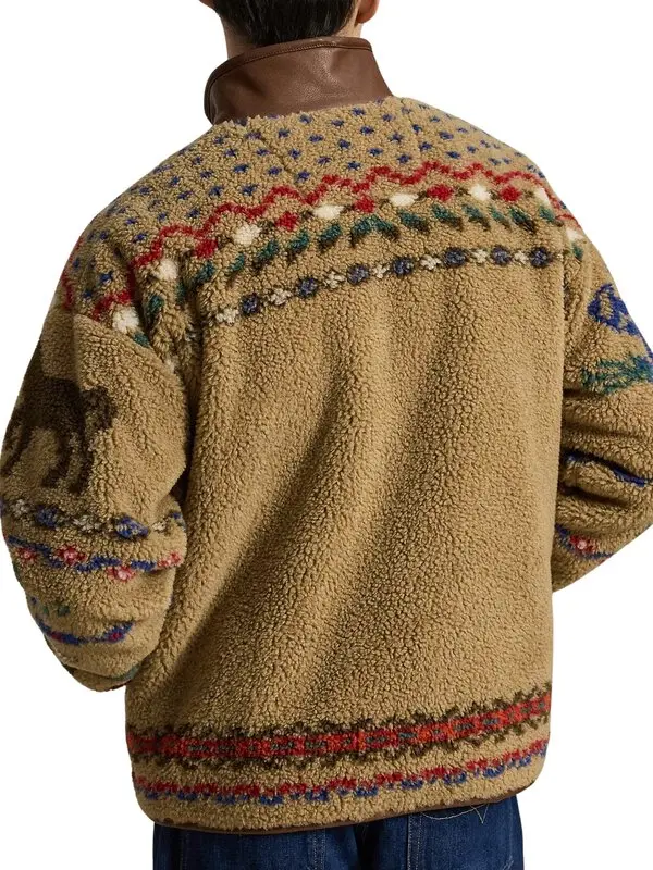 Polo Ralph Lauren Scenic Pile Fleece Jacket Sweatshirt By - Beige