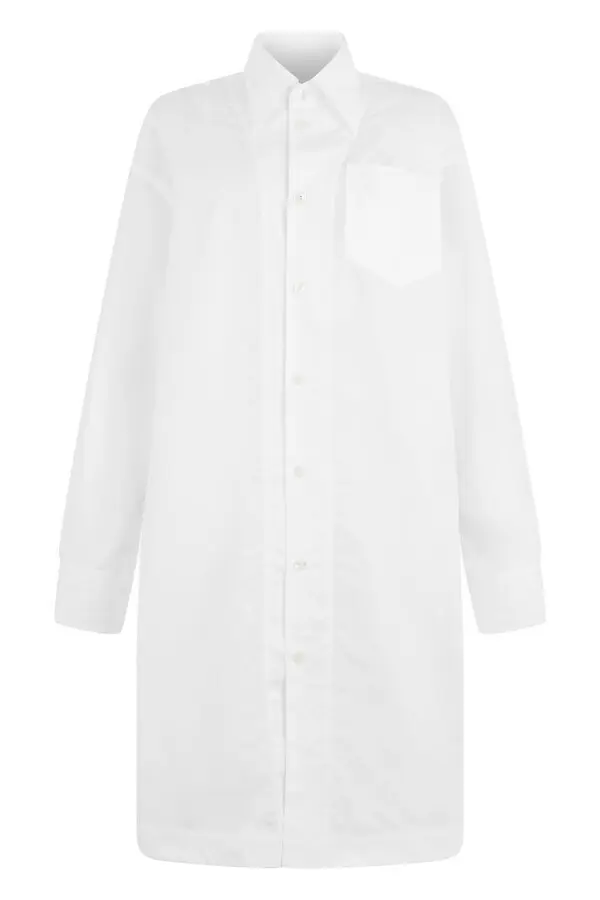 AMI Paris Long Minimal Cotton Shirt With High Collar