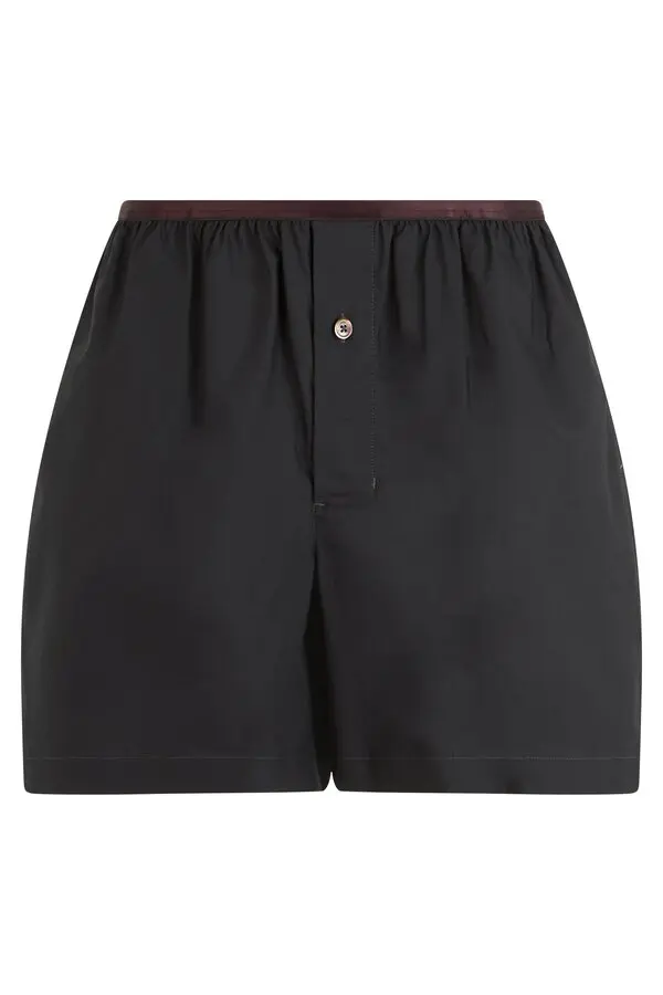 LEMAIRE Mixed Cotton Silk Mini Shorts With Button Front - Black