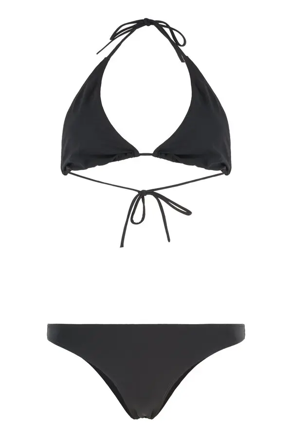 LIDO Mini Triangle Bra Bikini With Low-waisted Briefs - Black