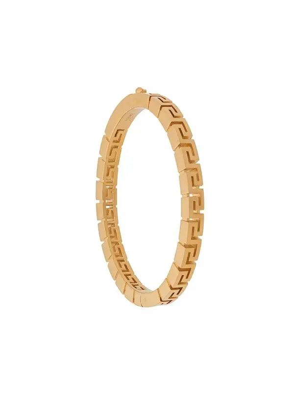 Versace Medusa Stud Earrings With All-over Greek Motif In 100% Metal - Oro