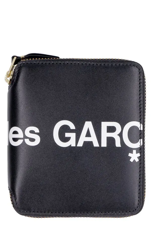 Comme Des Garçons Mini Zip-around Leather Wallet - Black