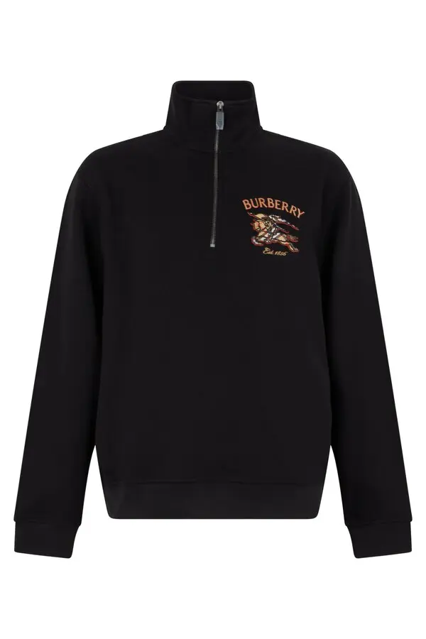 Burberry Cotton Zip-collar Sweatshirt - Black