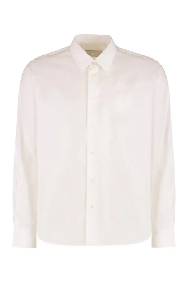 AMI Paris Tone-on-tone Embroidered Cotton Shirt