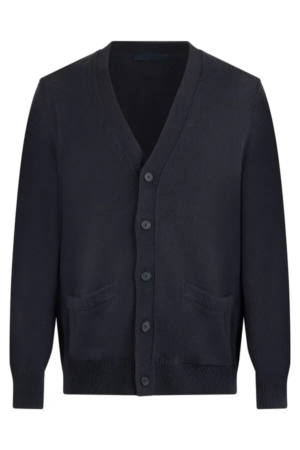 BOSS Cotton-blend V-neck Button Cardigan