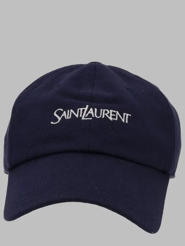 Saint Laurent Mini Logo Cotton Baseball Hat - Blue
