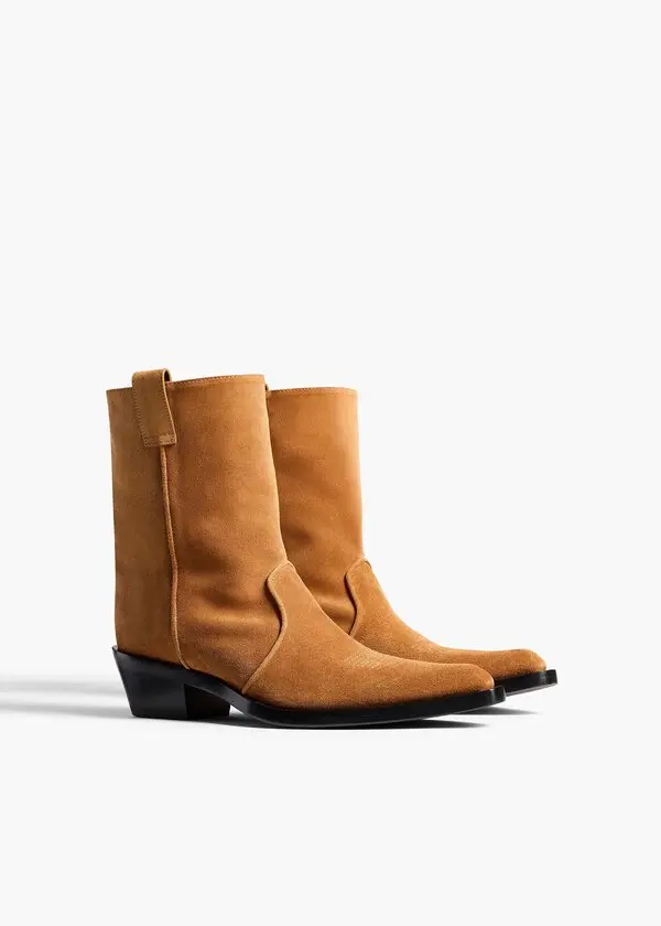 Khaite Clive Ankle Boot In Suede - Caramel