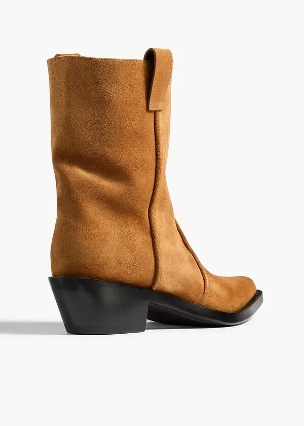 Khaite Clive Ankle Boot In Suede - Caramel