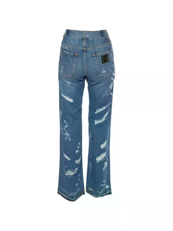 Dolce & Gabbana Distressed High-waisted Wide-leg Jeans