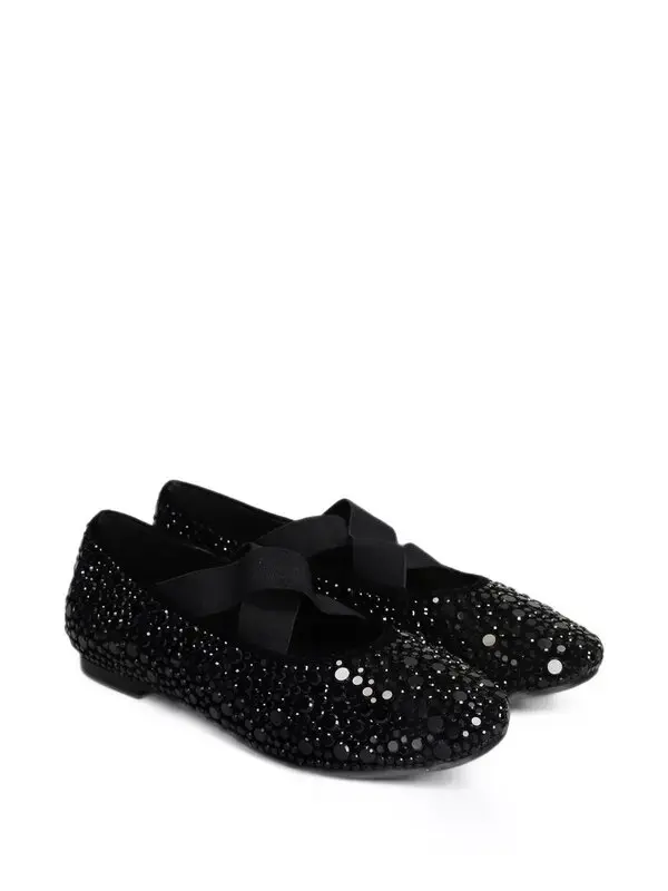 TWENTY FOURHAITCH Aevi Crystal-embellished Crossover-strap Ballet Flats