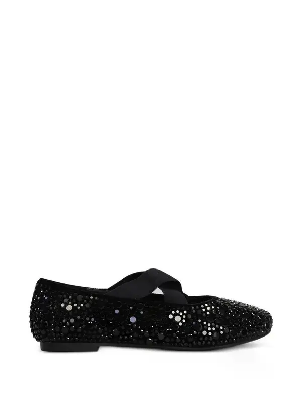 TWENTY FOURHAITCH Aevi Crystal-embellished Crossover-strap Ballet Flats - Black