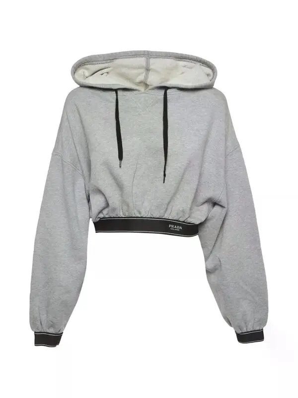 Prada 2022 Logo-waistband Cropped Hoodie