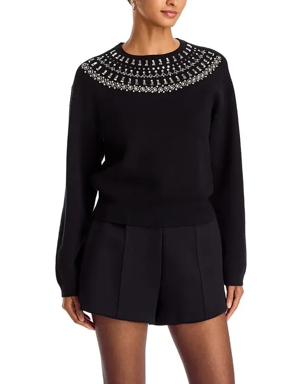 Aqua Jeweled Crewneck Sweater Exclusive