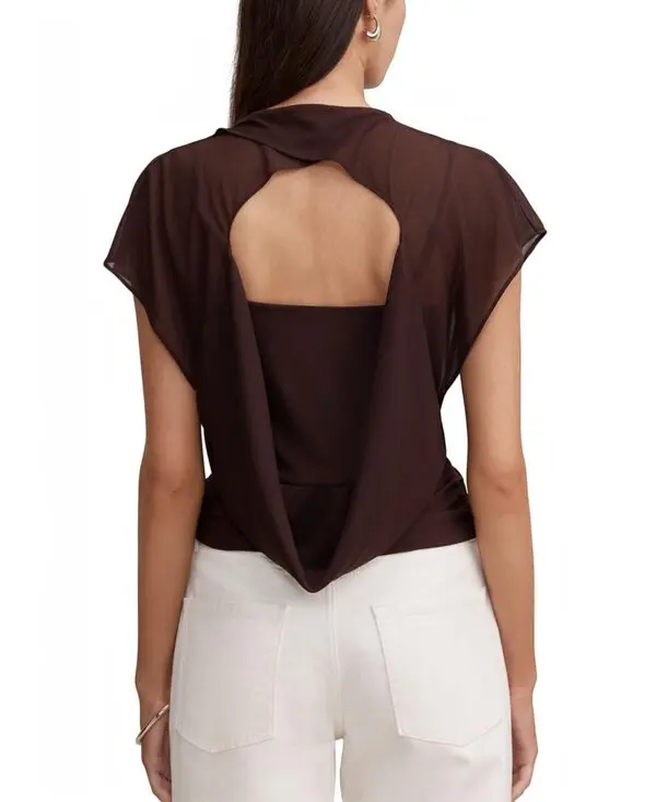 EVER NEW Mattie Mesh Overlay Top