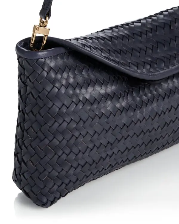 Madewell Lid Top Woven Leather Clutch - Nighttime