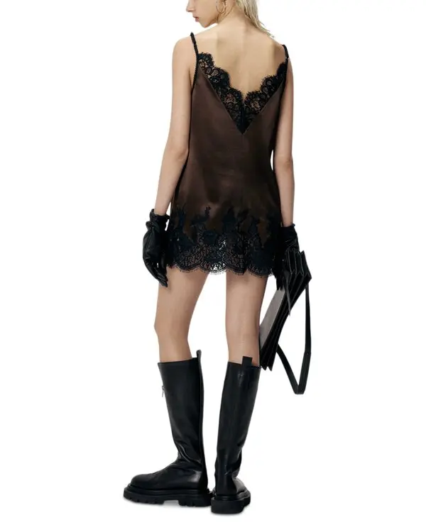 L'EMIUNE Silk Lace Trim Mini Slip Dress