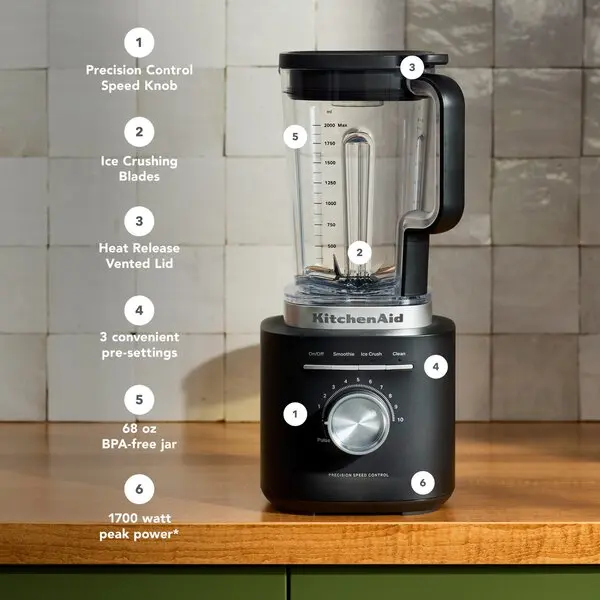 KITCHENAID Pure Power Blender With Glass Jar - Black
