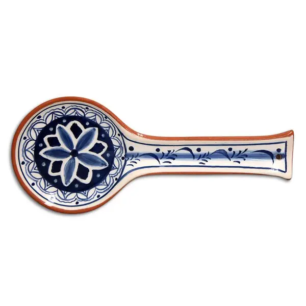 COSTA NOVA Terracotta Hand Painted Spoon Rest - Blue