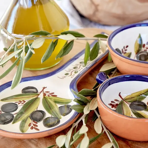COSTA NOVA Terracotta Hand Painted Spoon Rest - Olive