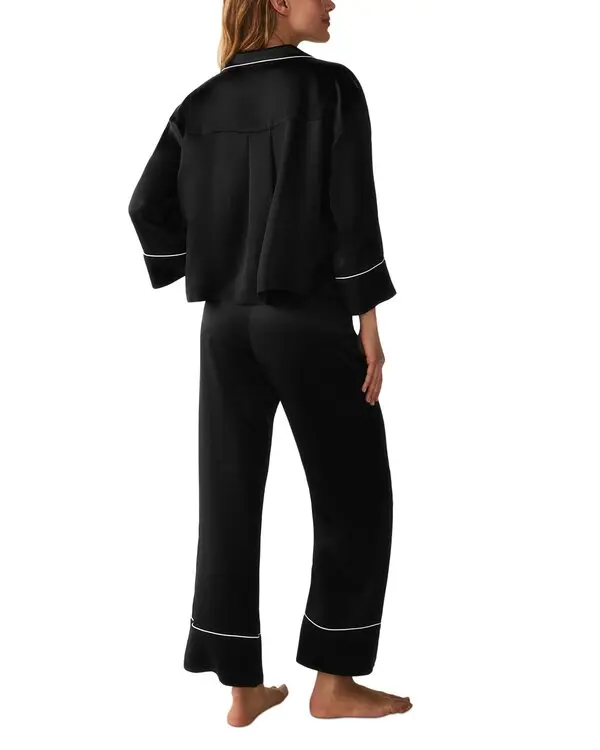 PETITE PLUME Celine Silk Shirt & Wide Leg Pants Pajama Set
