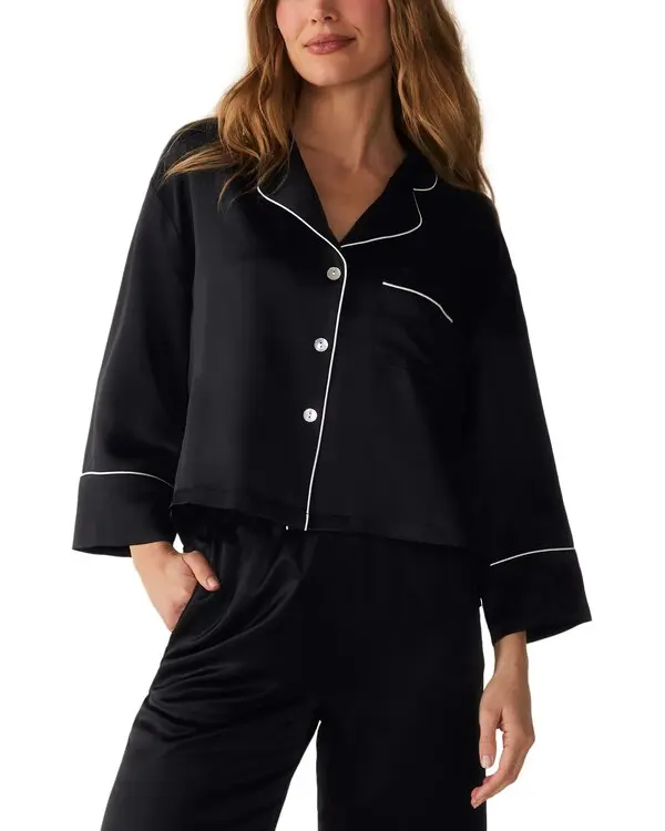 PETITE PLUME Celine Silk Shirt & Wide Leg Pants Pajama Set