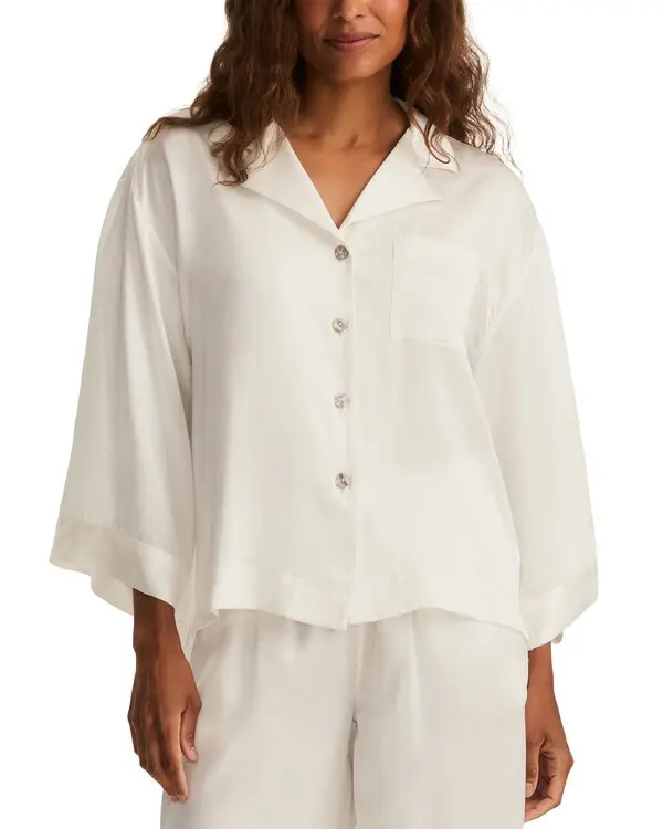 PETITE PLUME Olivia Silk Shirt & Wide Leg Pants Pajama Set