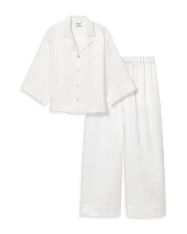 PETITE PLUME Olivia Silk Shirt & Wide Leg Pants Pajama Set