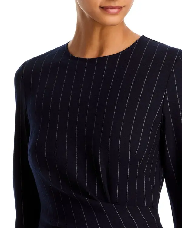 Lafayette 148 New York Pinstripe Long Sleeve Midi Dress