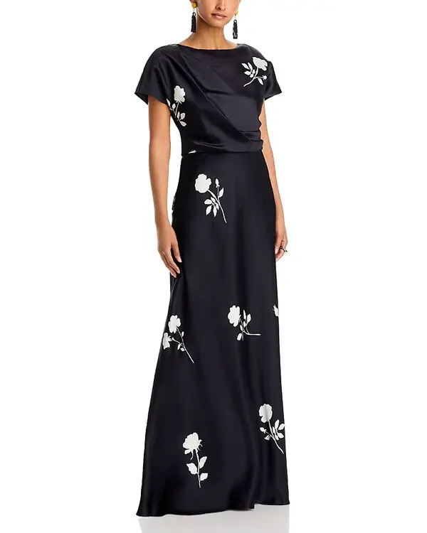 Lafayette 148 New York Floral Floor Length Gown