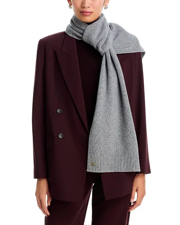 Victoria Beckham Wool & Cashmere Scarf - Mid Grey Marl