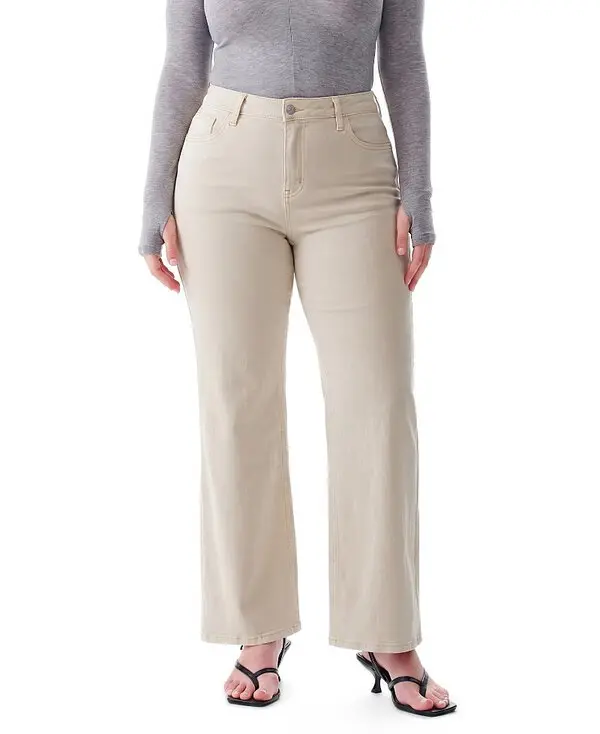 BAYEAS Plus Mid Rise Wide Leg Denim Jeans Stretch Comfortable